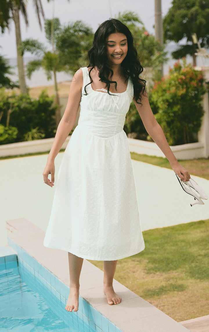 Embroidered Corset Midi Dress – Just G