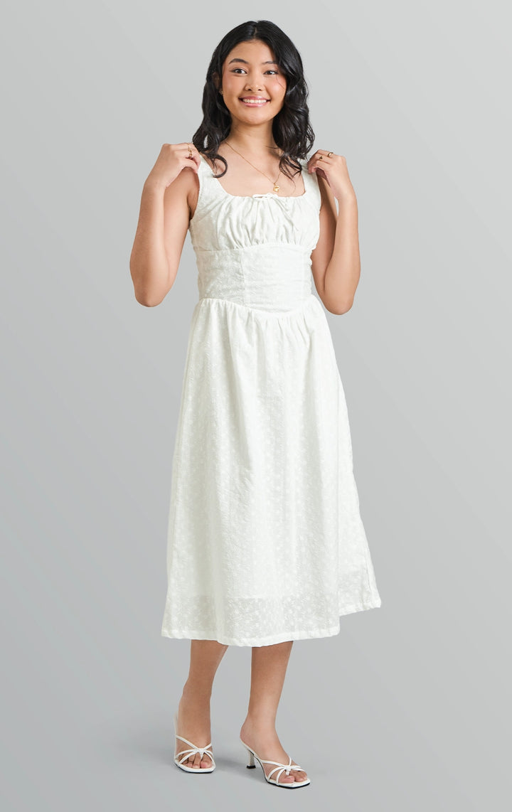 Embroidered Corset Midi Dress – Just G